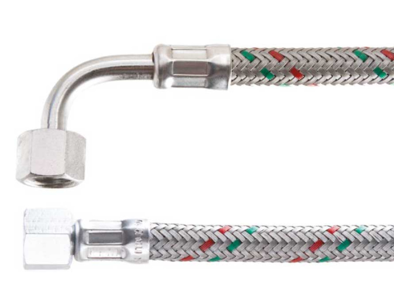 Flexible Oil Line 1/4"Angled Male x1/4"STR Female 900mm Long