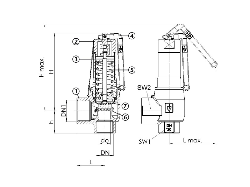 2" BSPP Fig 645 Safety Valve Pre-Set To 14 Bar
