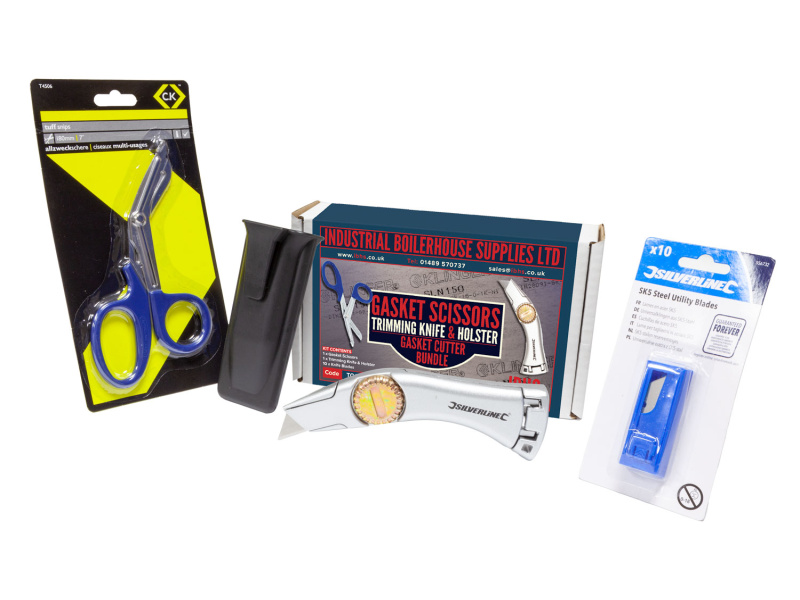 Gasket Scissors, Trimming Knife, & Holster Gasket Cutter Bundle