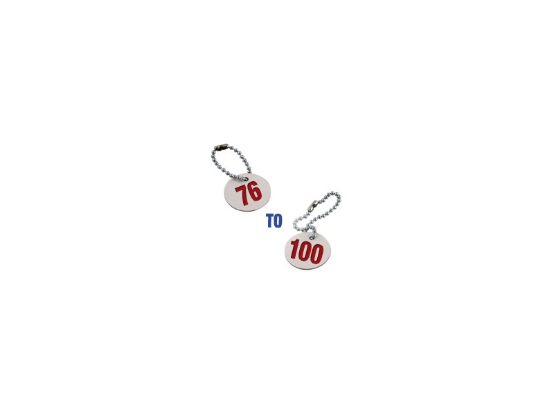 Valve Tag Set Numbers 76-100 White/Red/White - 38mm Dia.