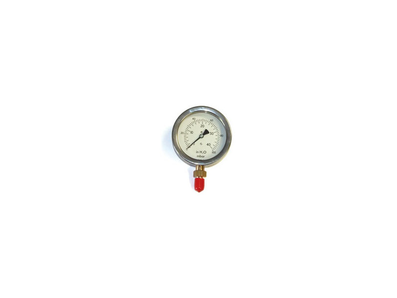 4" Dia Gas Press Gauge 0-100 mBar & H2o in 3/8" BSP Bott Con
