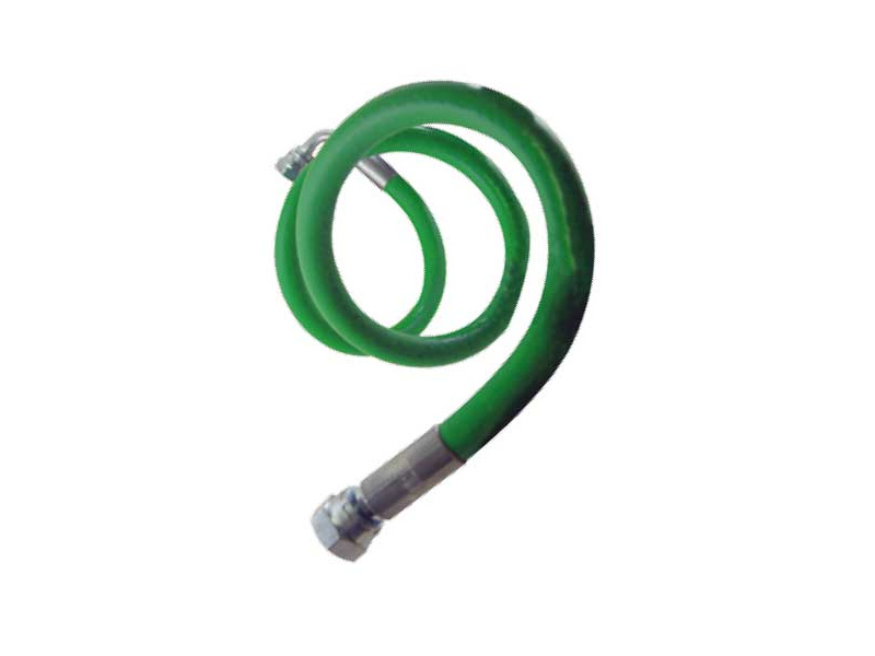 Flexible Green Oil Line 1/4" M Bent x 1/4" F St x 440mm Long