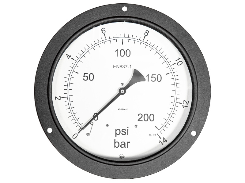 8" Front Flange Pressure Gauge 0-200psi 3/8"BSP Back Entry from IBHS Ltd