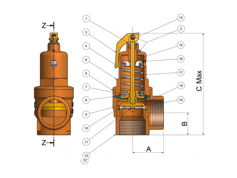 1 1/4" Fig 542 Nabic Safety Valve - DN32 from IBHS Ltd