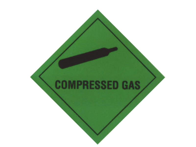 Compressed Gas Warning Diamond - GREEN from IBHS Ltd