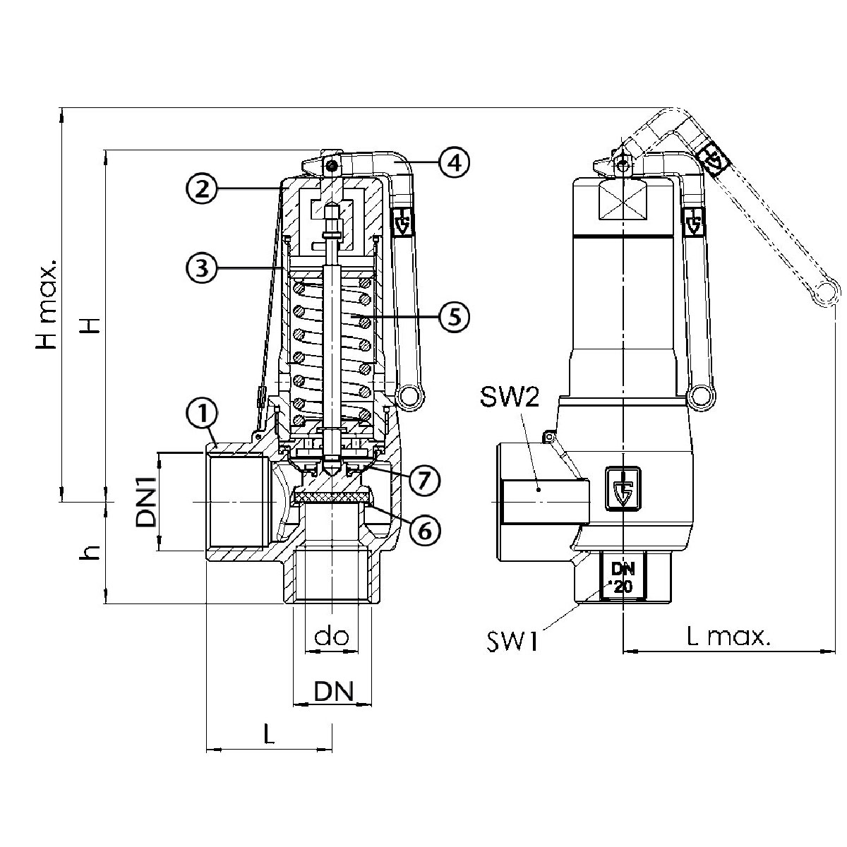 2" BSPP Fig 645 Safety Valve Pre-Set To 6.5 Bar