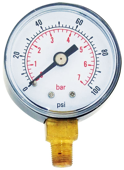 2" Pressure Gauge 0-600 psi/Bar 1/8" BSP Bottom Conn.